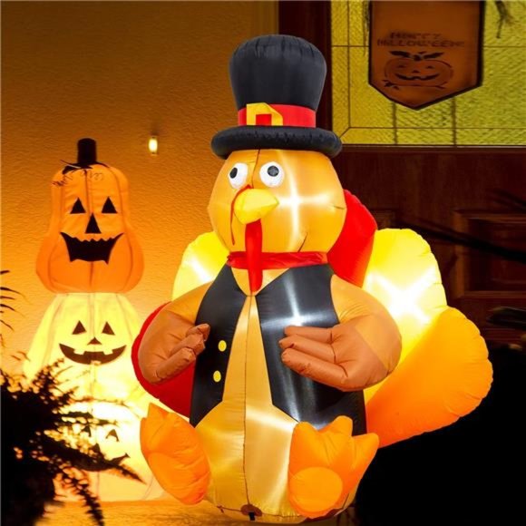 Holiday | 6ft Inflatable Turkey Blow Up Turkey Builtin Led Lights ...